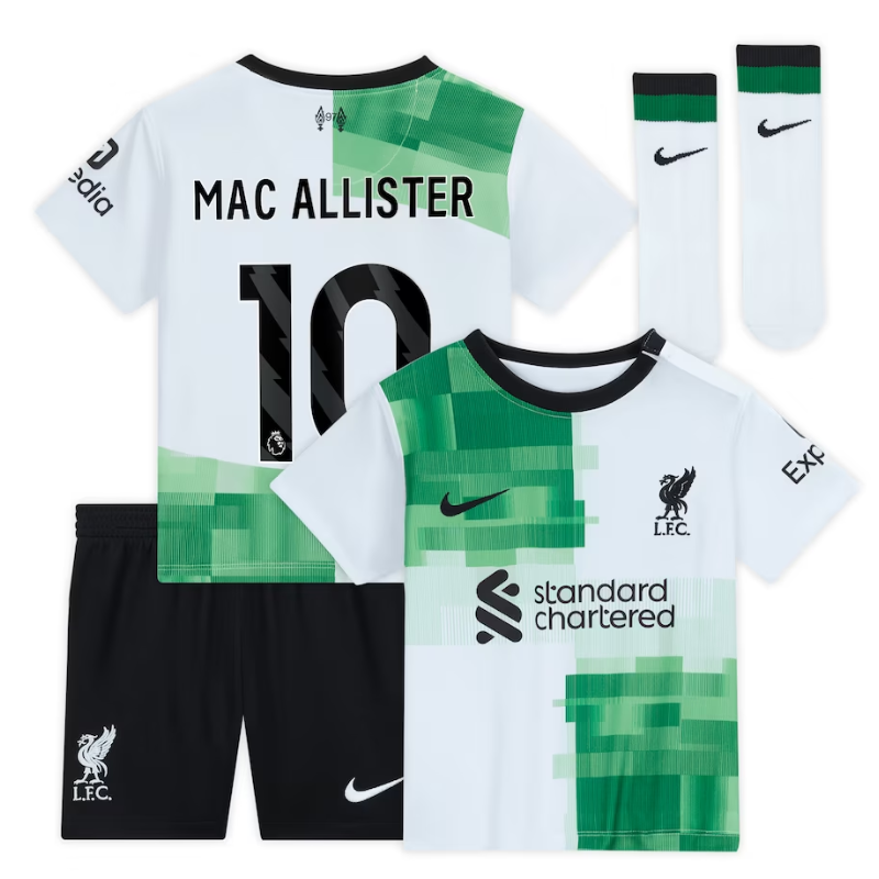 Liverpool Away Kit - 2023-24 - Kids with Mac Allister 10 printing Jers